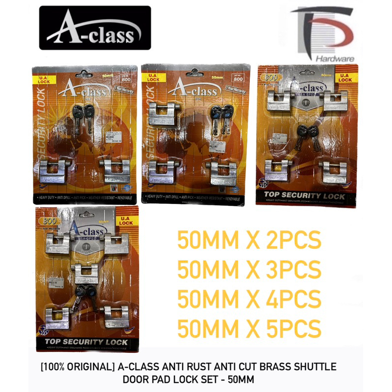 [100% ORIGINAL] A-CLASS ANTI RUST ANTI CUT BRASS SHUTTLE DOOR PAD LOCK ...