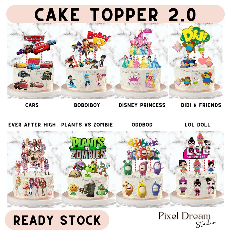 Cake Topper Set 2, Kek Topper Cartoon Character Kartun Karakter ...