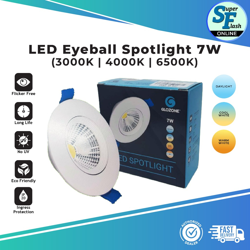 LED Spotlight Eye Ball Round 2 1/2" 7W White (3000K/4000K/6500K ...