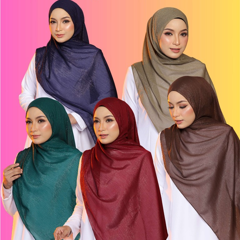 Shawl Shimmering Plain 180cm High Quality | Shopee Malaysia