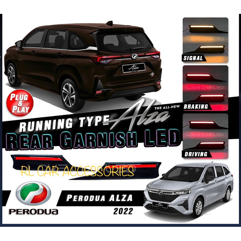 Perodua alza 2022 2023 2024 convert veloz rear trunk garnish cover led ...