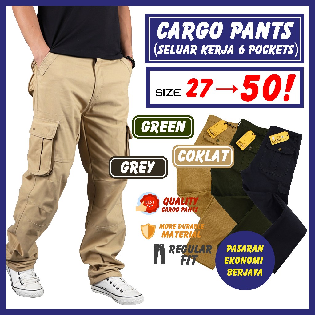 SELUAR POCKET 4655# CARGO PANTS KARGO SLACK SIX POCKETS SELUAR KERJA ...