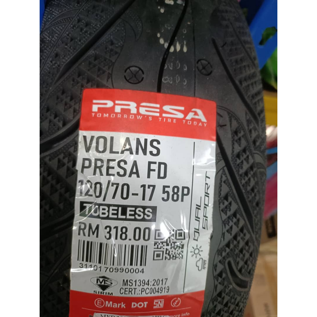 MAXXIS VOLANS PRESA MAFD TUBELESS TYRE 58P 120/70-17, TAYAR | Shopee ...