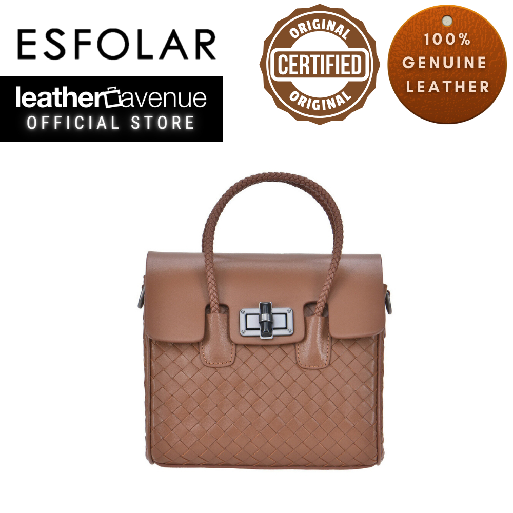 ESFOLAR Genuine Leather Lamb Skin Braided Leather Mini Crossbody Sling ...