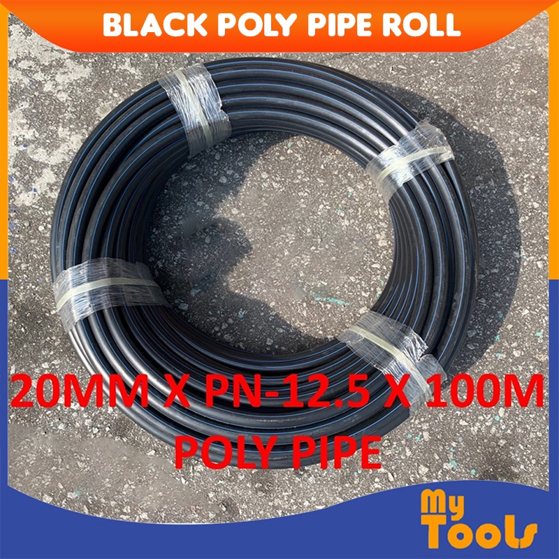 Mytools HDPE / POLY / PP BLACK Poly Pipe Roll Polypipe 1/2" 20MM x PN12 ...