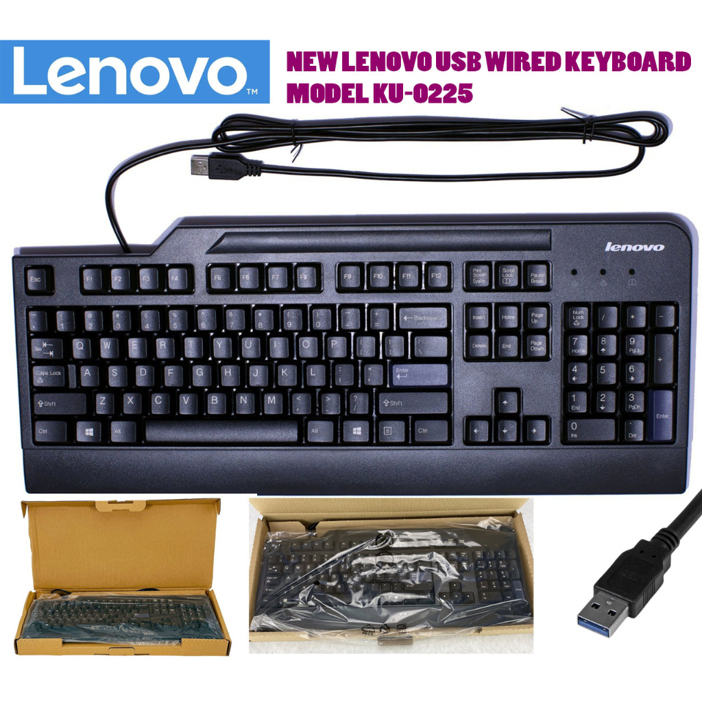 ORIGINAL & NEW Lenovo KU-0225 USB Wired Keyboard Black Original Box ...
