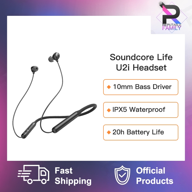Soundcore Life U2i Bluetooth Neckband IPX5 Water-Resistant Earphone 20H ...