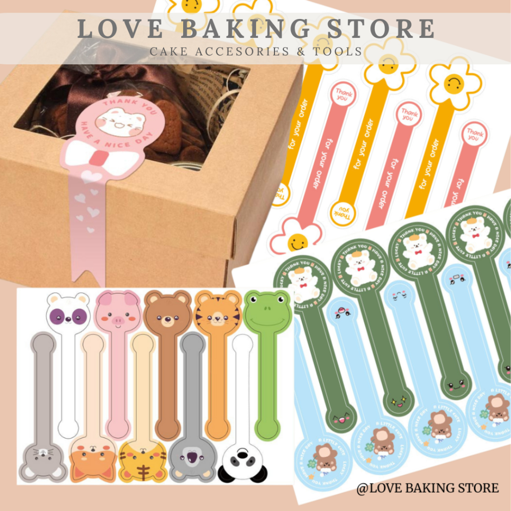 LBS • 100pcs Cute Bear THANK YOU sticker Animal Daisy Sticker Cookies ...