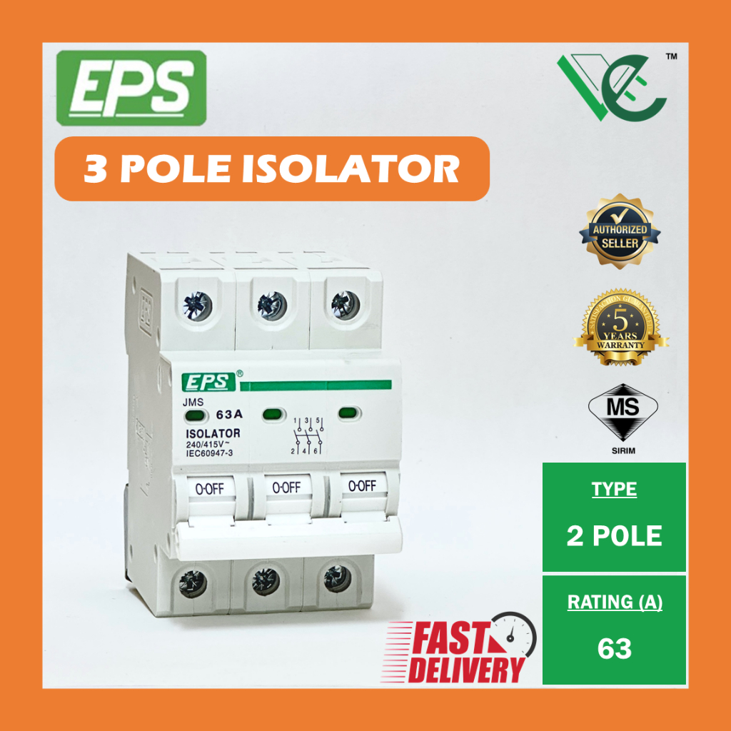 EPS ISOLATOR 2 POLE & 3 POLE 63A/ 100A MAIN SWITCH CIRCUIT BREAKER ... EPS ISOLATOR 2 POLE & 3 POLE 63A/ 100A MAIN SWITCH CIRCUIT BREAKER ...