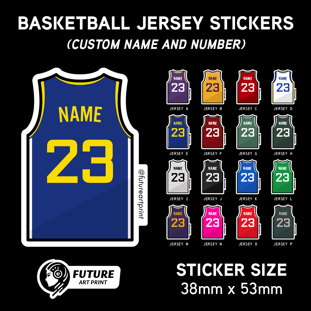 Custom Personalized Name and Number Basketball Jersey Premium Sticker ...