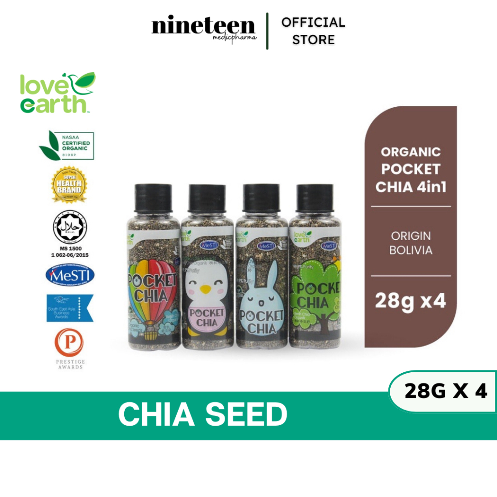 LOVE EARTH Organic Pocket Chia Seeds 4 in 1 (28g x 4) | Shopee Malaysia