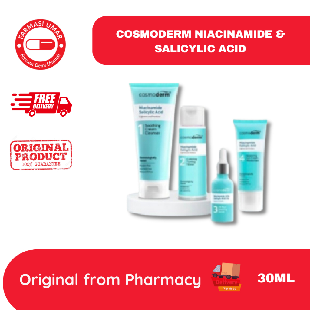 COSMODERM Niacinamide + Salicyclic Acid Series (Cleanser/ Toner/ Serum ...