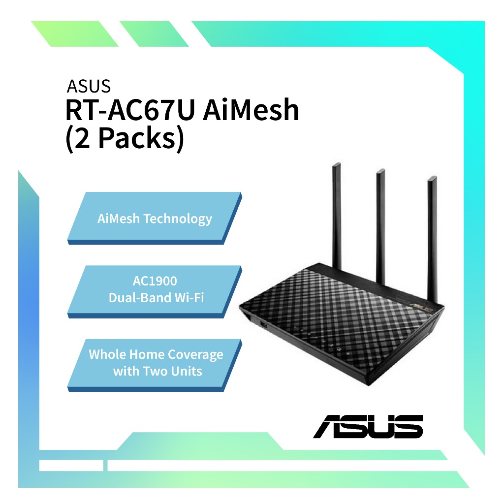 Asus RT-AC67U AiMesh 2 Packs AC1900 Dual band whole home mesh wifi system | Shopee Malaysia