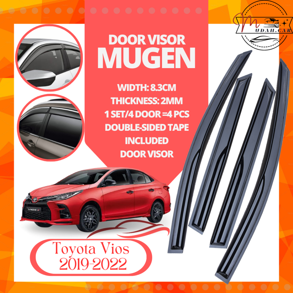 Toyota Vios 2019-2022 Door Visor Air Press Window Mugen Style Acrylic ...