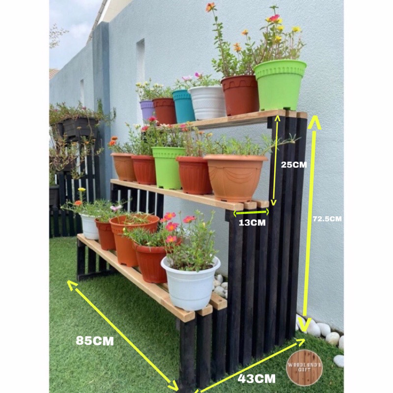 Rak Bunga Kayu Bertingkat /Rak Pasu Bunga Outdoor /Flower Rack & flower ...