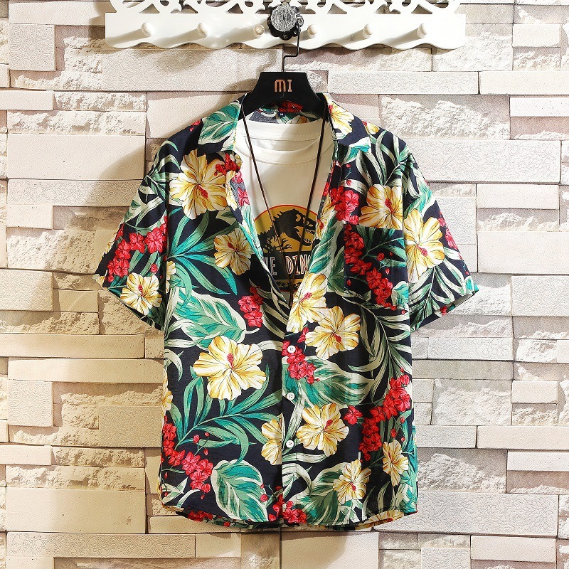 Baju Hawaii T-Shirt Men Women Beach T-shirt Hawaii lelaki Bunga Raya ...