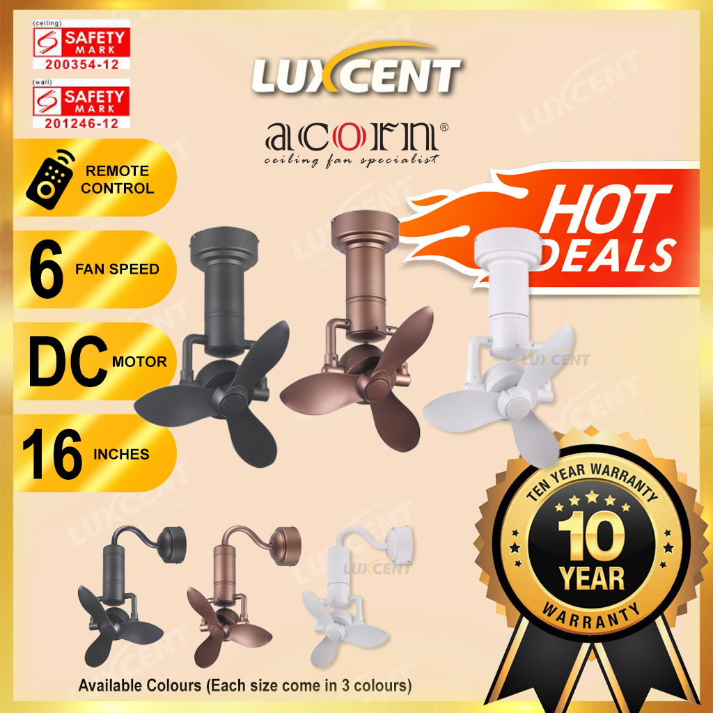 Acorn Corner DC-360 16 Inches 3 Blades Remote Control DC Motor 6 Speed ...