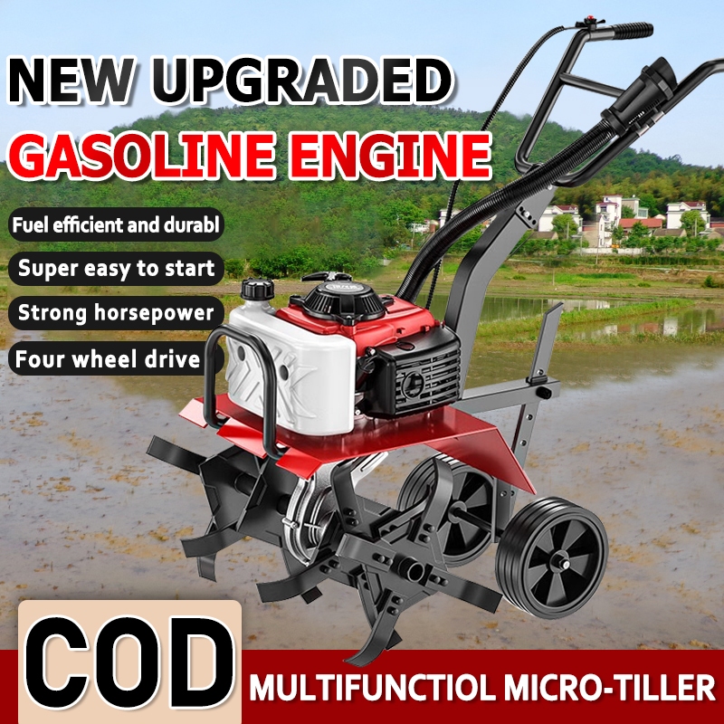 Mini Tiller Cultivator Machine 63CC 2-Stroke Heavy Duty Petrol Engine ...