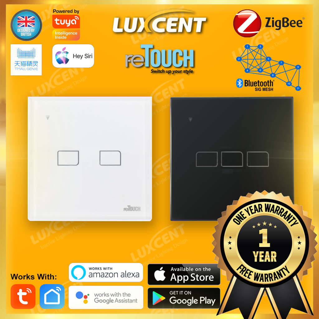 reTouch Smart Home Remote Zigbee Switch 1/2/3 Gang 1 Way 20A Air Cond ...