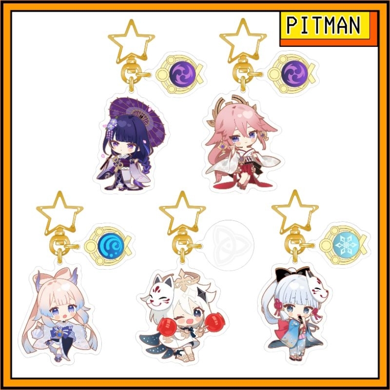 Genshin Impact Keychains Raiden Shogun Kamisato Ayaka Paimon Yae Miko ...