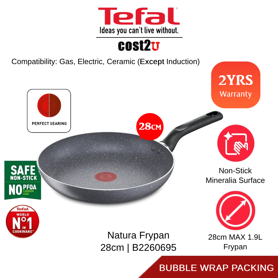 [100% Secure] Tefal Non-Stick Natura Frypan 28cm (Induction Big Fry Pan Deep Cookware Pans Pot ...