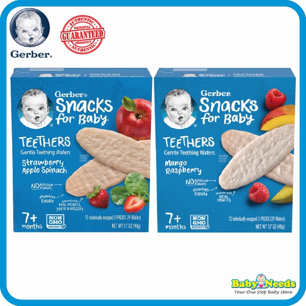Gerber Baby Teethers Gentle Teething Wafers (Strawberry Apple Spinach ...