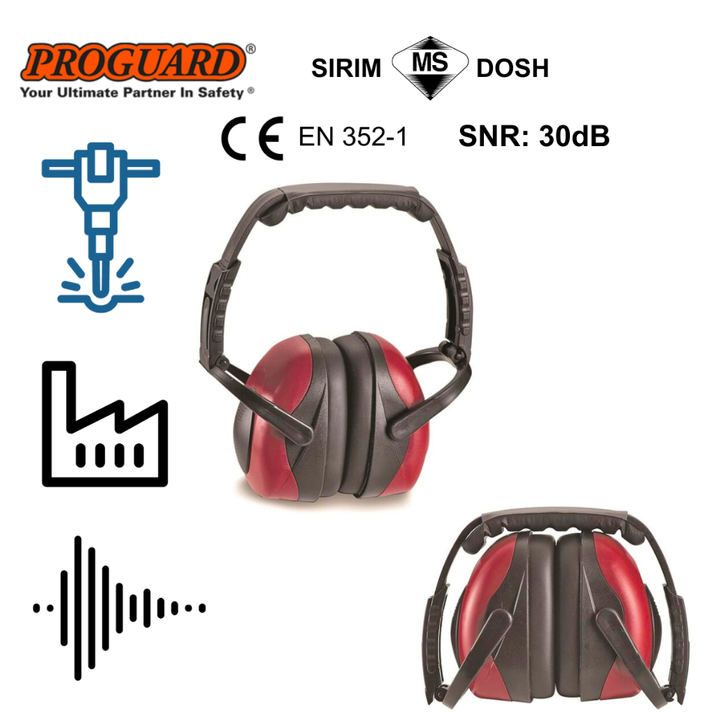 SQUARO SNR 30dB Lightweight Adjustable Foldable Earmuff Headset Hearing ...