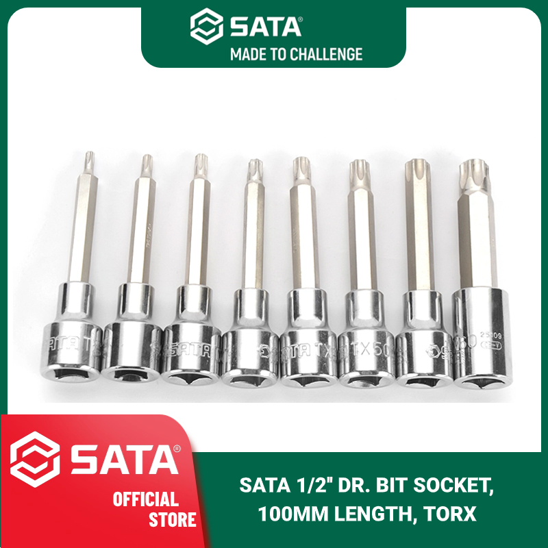 SATA 1/2'' DR. BIT SOCKET, 100MM LENGTH, TORX / STAR BIT SOCKET BOX ...