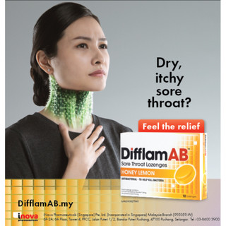DIFFLAM AB Sore Throat Lozenges ORANGE/BLACKCURRANT/LEMON /HEXTRA/HONEY ...