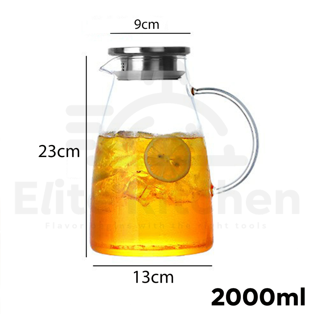 Elite Kitchen - Borosilicate Glass Teapot Hot Cold Water Kettle Jug Air ...