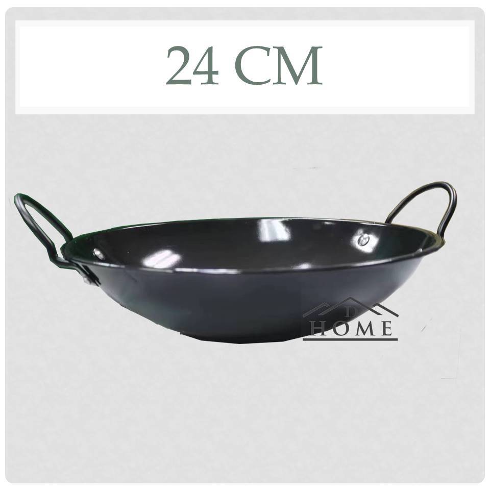 Kuali Viral E-Central Iron Wok Enamel Wok Kuali Hitam Masak Kuali ...