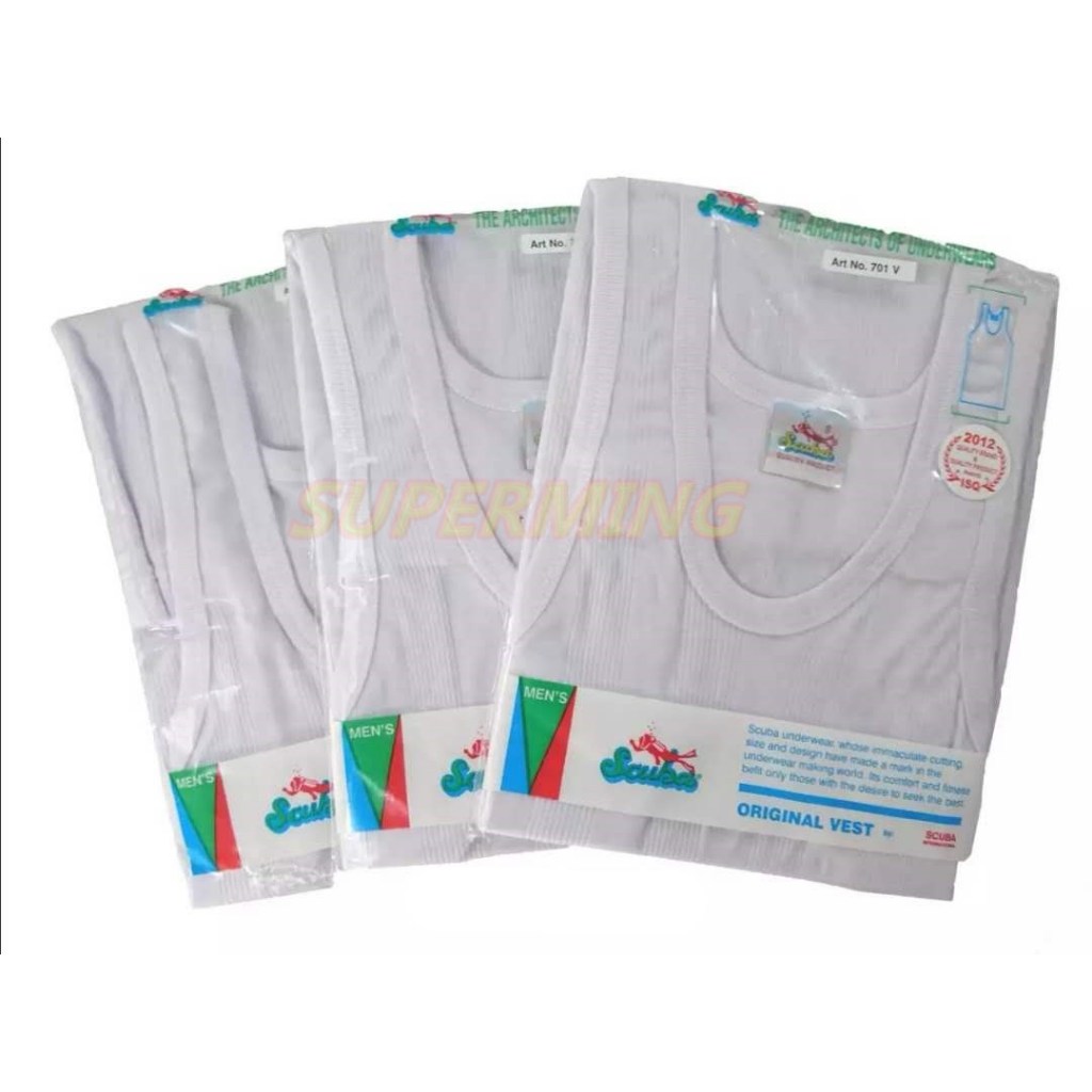 SCUBA 701V Men’s White Cotton Singlet (Original from Malaysia) | Shopee ...