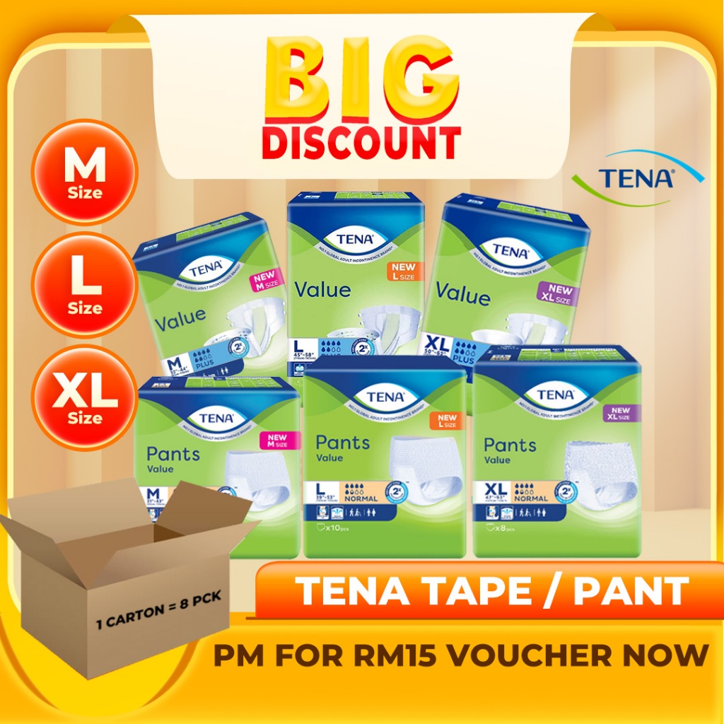 (READY STOCK) TENA Pants / Tape Value Adult Diaper (M / L / XL) | Shopee Malaysia