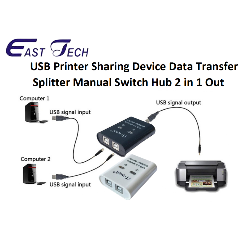 USB Printer Sharing Device Data Transfer Splitter Manual Switch Hub 2 ...