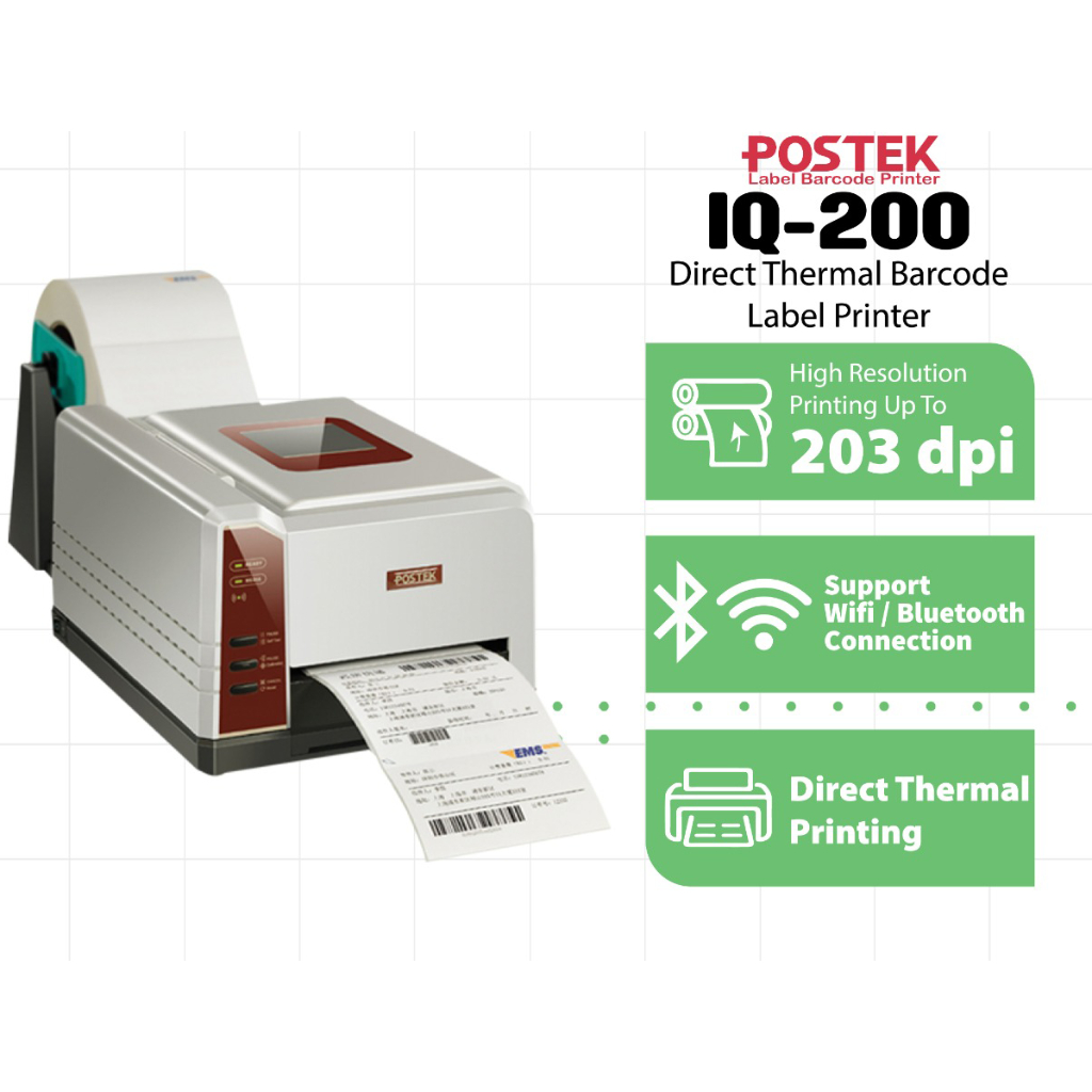 Barcode printer / label Postek IQ200 Support Bluetooth Connection ...