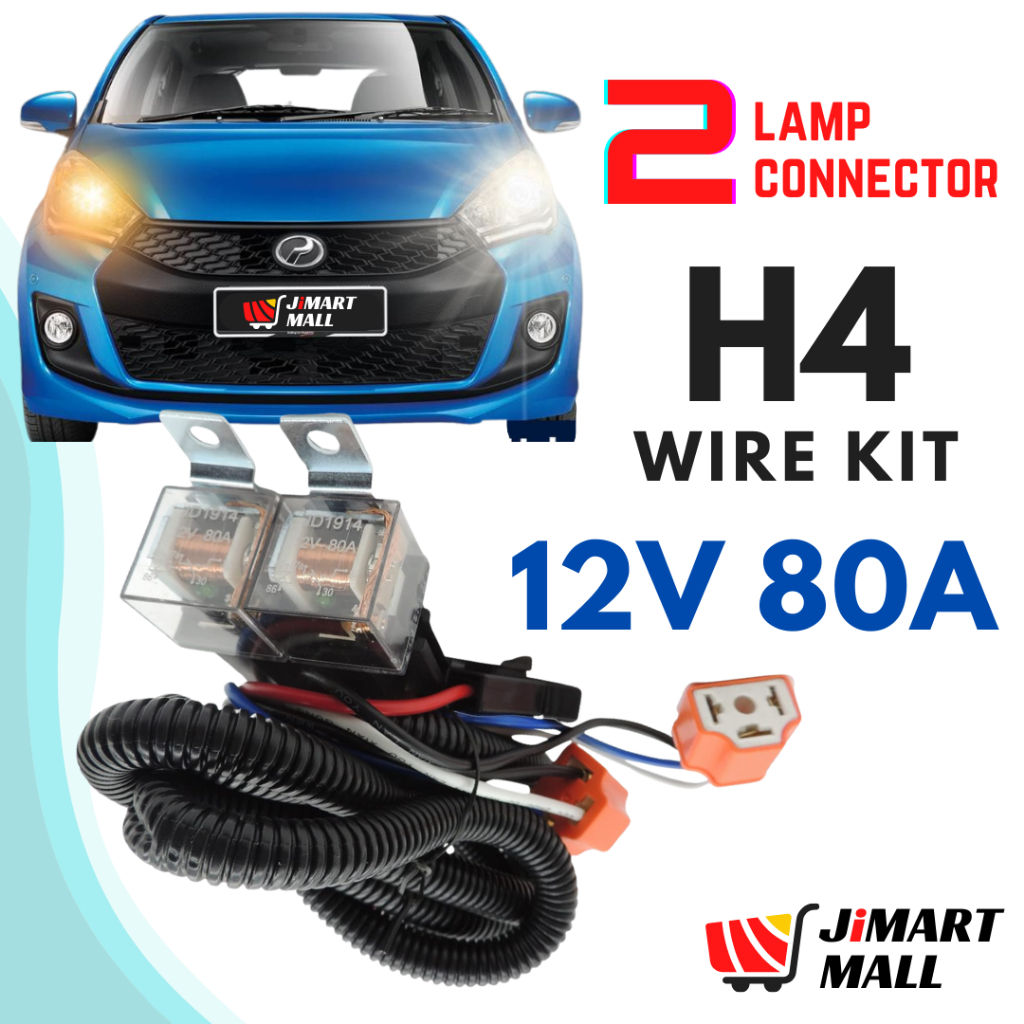 12V H4 WIRE KIT RELAY SET Car Headlamp Headlight Wiring LED Light ...
