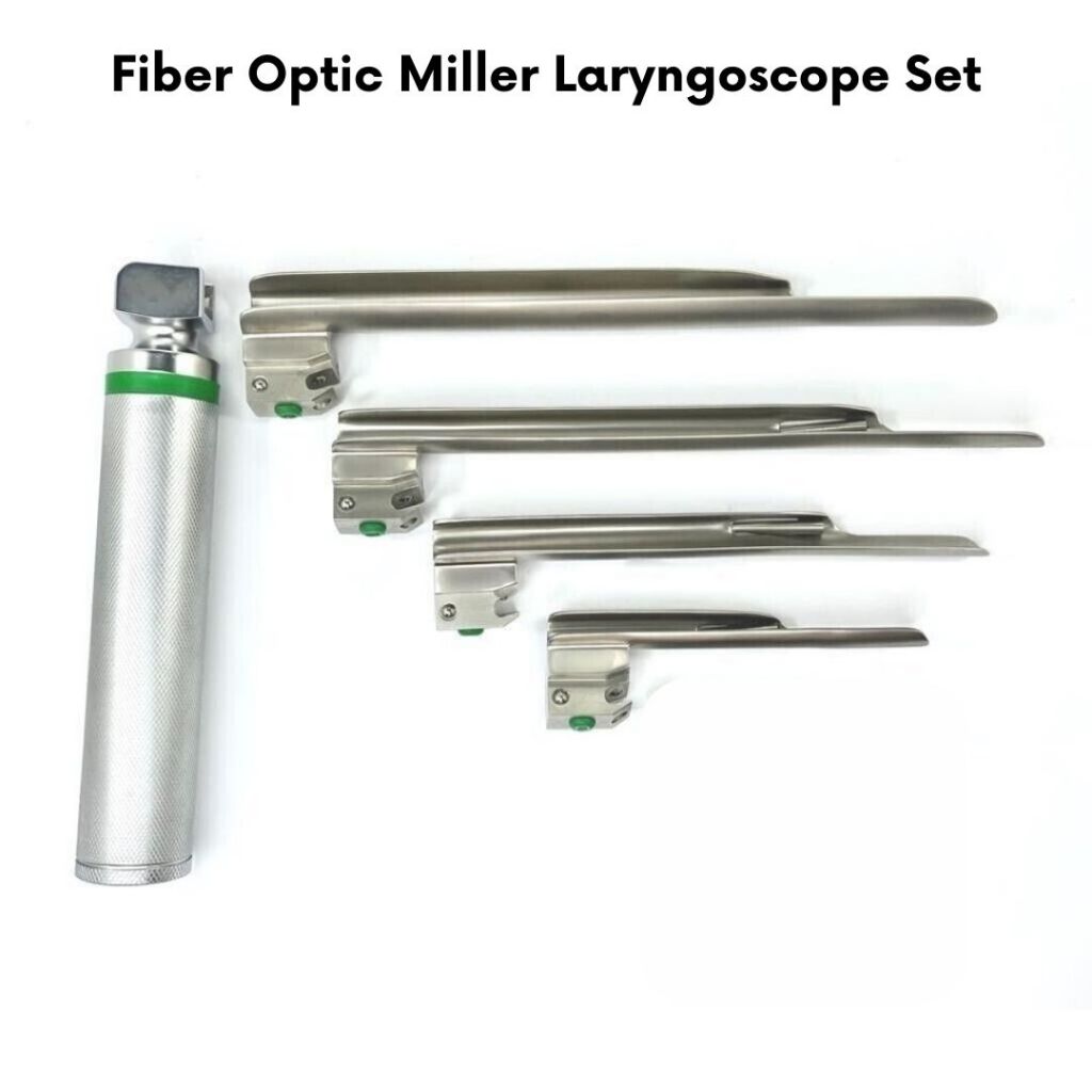 Fiber Optic Miller Laryngoscope Set with 4 Blades, Medical ENT ...