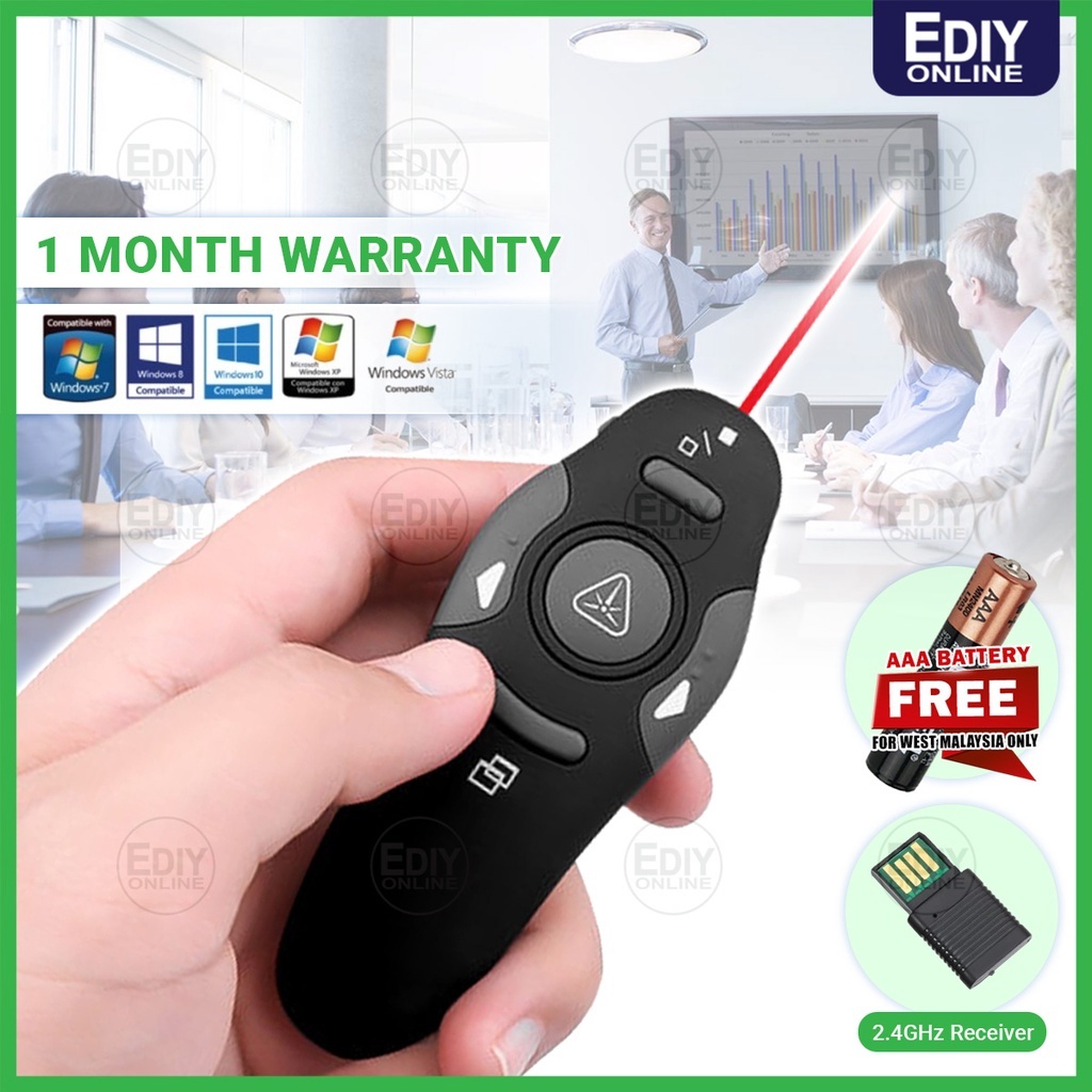USB Wireless Presentation Slide Pointer Remote Control Clicker Power ...