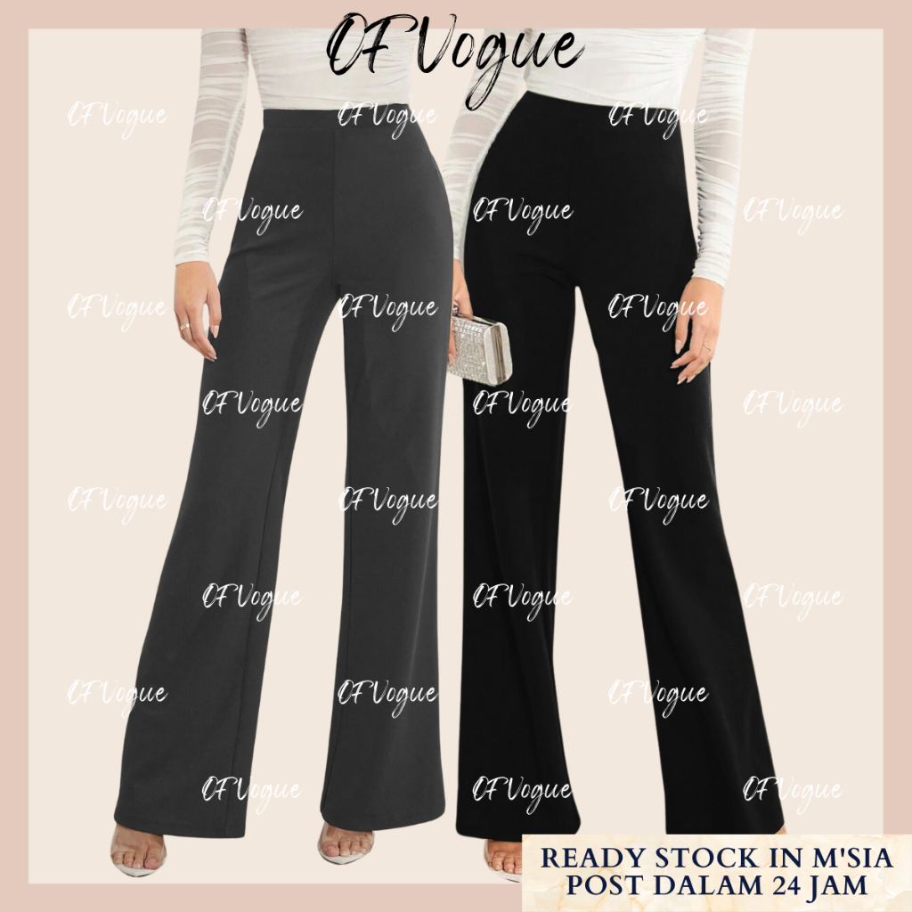 OFVOGUE Straight Cut Pants with Pocket Women Long Trousers Wide Leg ...