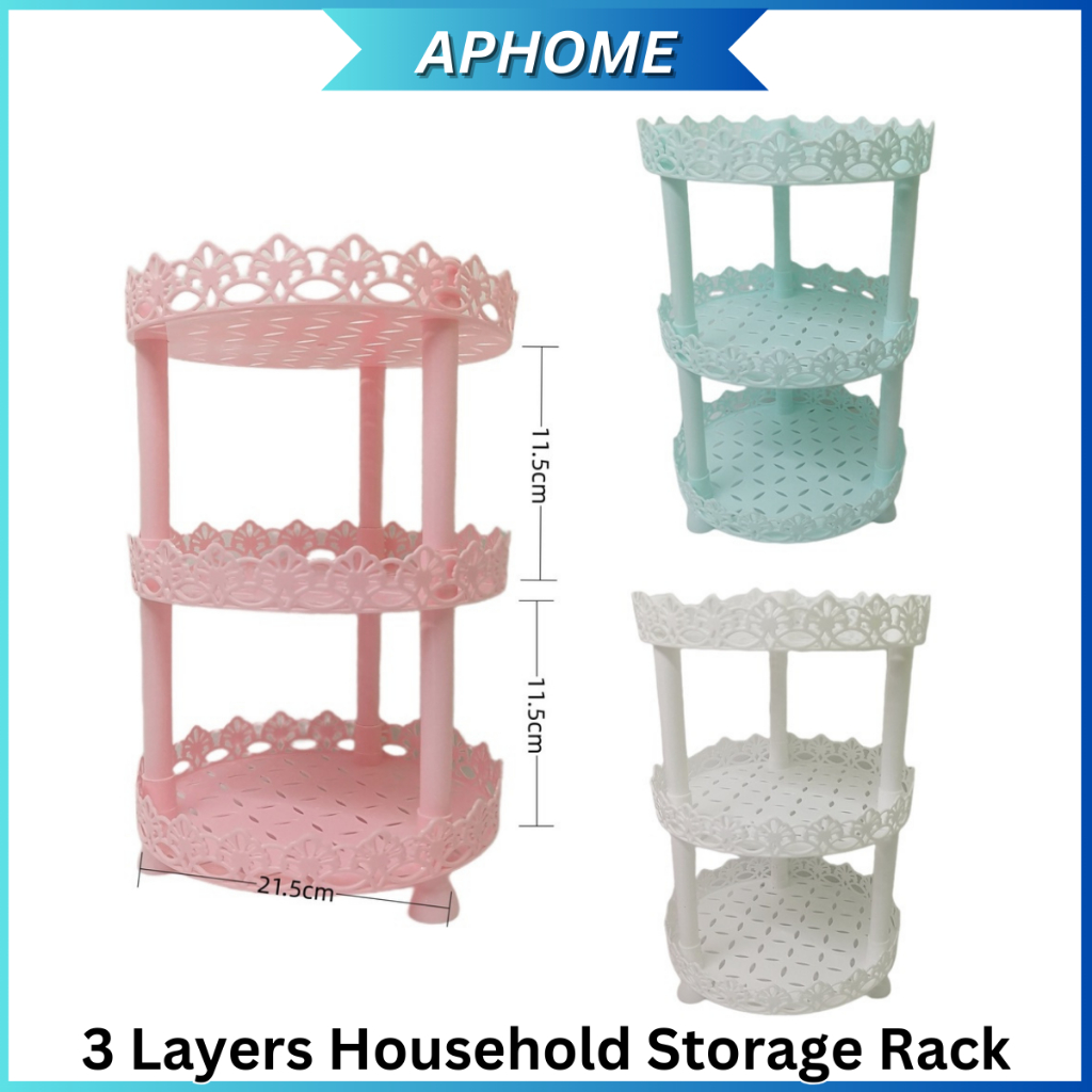 APHOME 3 Layers Household Storage Rack Trolley Tripod Kitchen Sundries ...