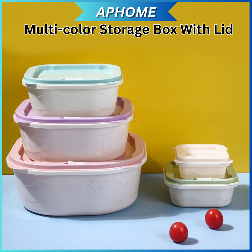 APHOME PP Multi-color Storage Box with Lid Square Storage Box Plastic ...