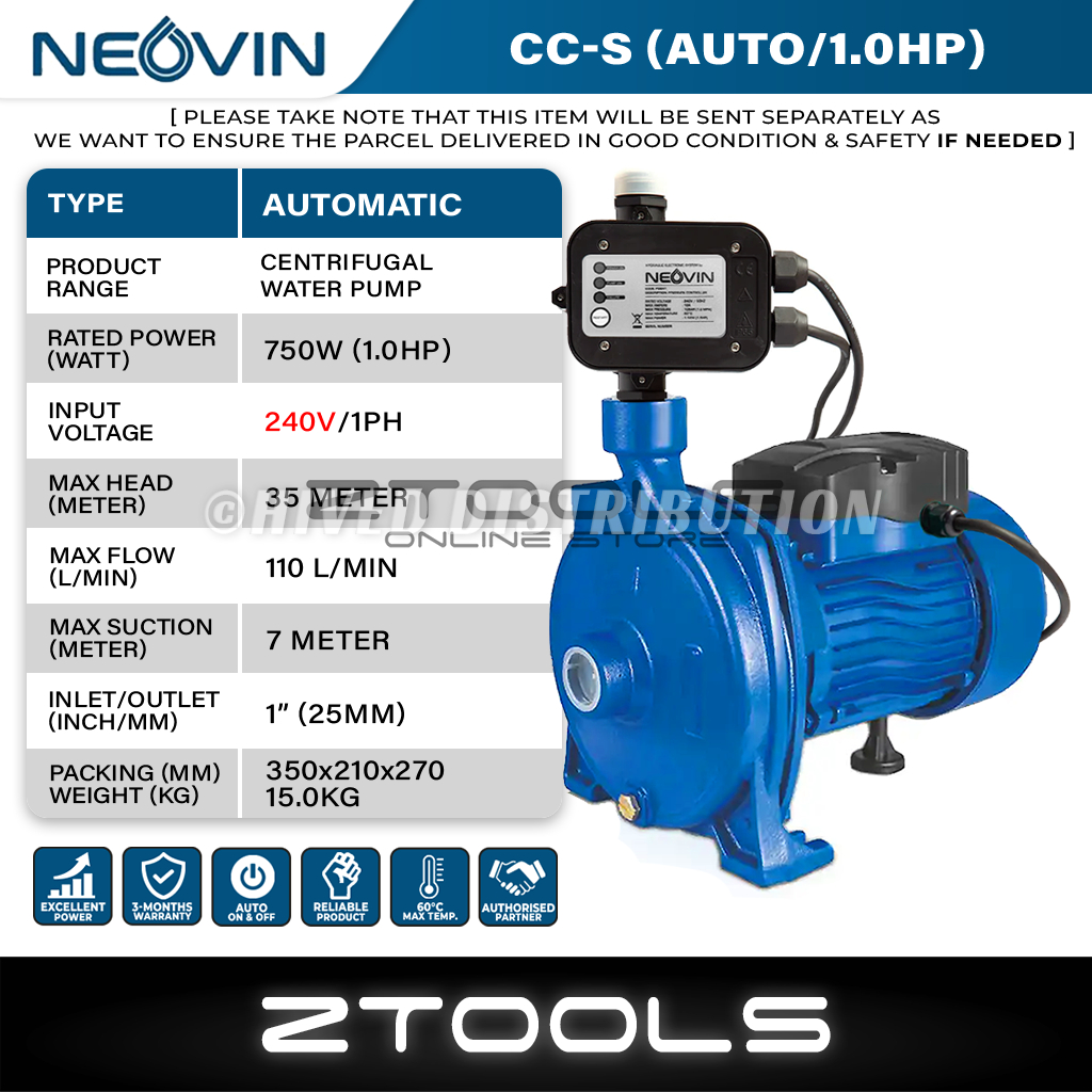 NEOVIN Automatic Centrifugal Water Pump 1HP Pam Air Kebun | Pam Air ...