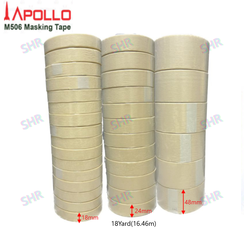 APOLLO M506 Performance Masking Tape 18Yard(16.46m) [18mm/24mm/48mm ...