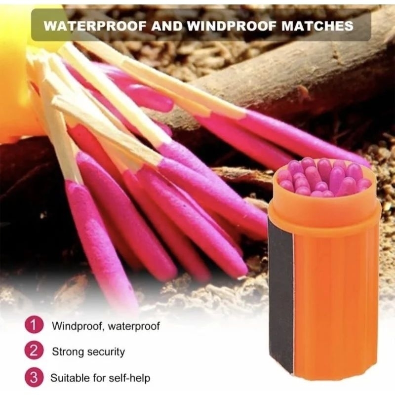 🇲🇾 Matches Mancis waterproof with case stormproof fire survival gear ...