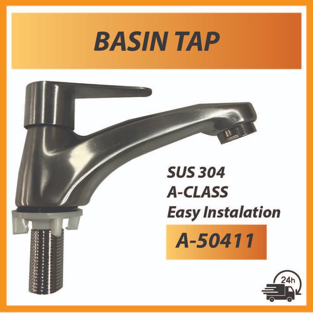 [SUS 304] Basin Tap Stainless Steel Bathroom A-50411 | Shopee Malaysia