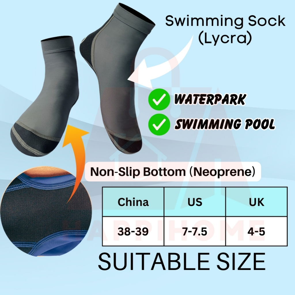Water Sport Swimming Sock Lycra Spandex Swim Socks Swimming Diving ...