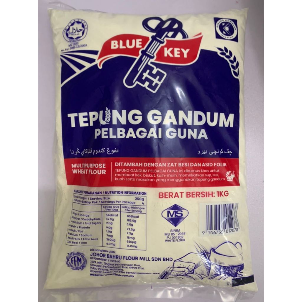 Blue Key Multipurpose Wheat Flour/Tepung Gandum Pelbagai Guna 1KG ...
