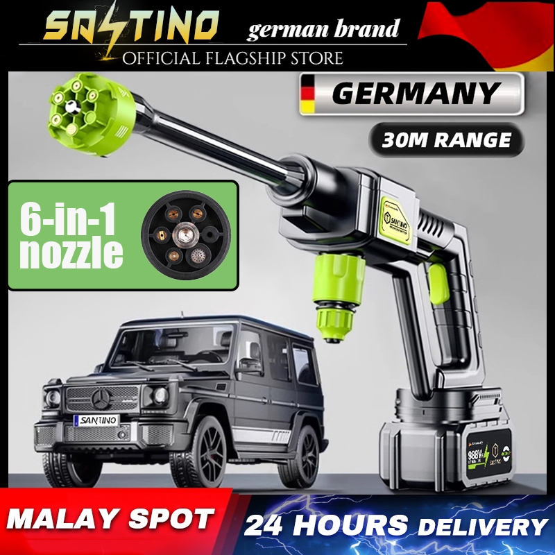 SANTINO Water Jet 988VF Cordless Car Washer High Pressure Lithium Battery Household Portable ...