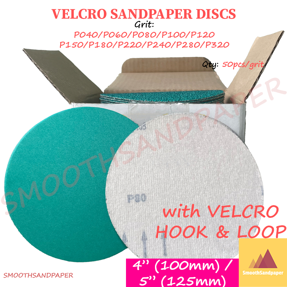 4" 5" Inch Abrasive Green Sandpaper Disc 【Sandpaper Velcro 】 Kertas ...