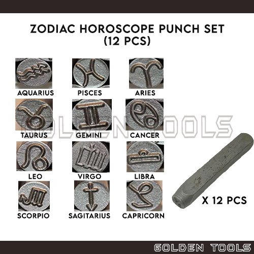 Zodiac Horoscope Cop Metal Stamp Set Marking Punch Set DIY Jewellery ...